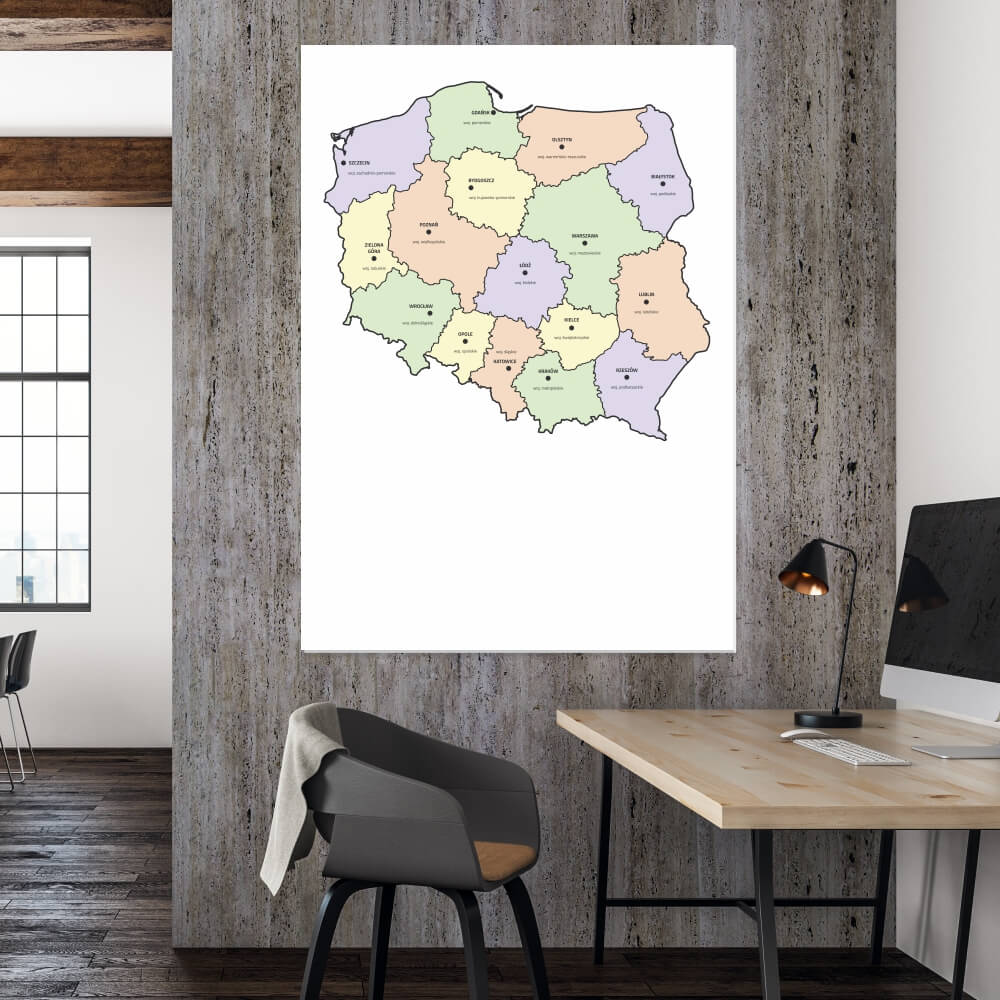 Tablica suchościeralna mapa Polski z podziałem na województwa 238 ... Tablica suchościeralna mapa Polski z podziałem na województwa 238 ...